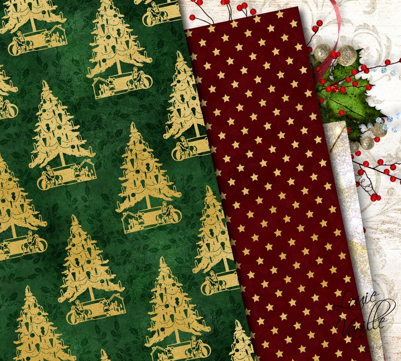 Golden Christmas Digital Paper Christmas Digital Paper - Etsy