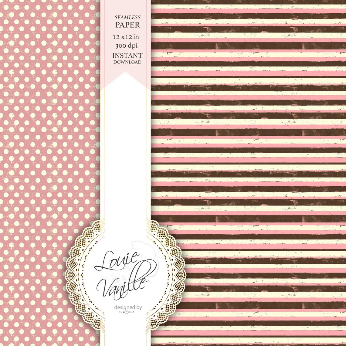 Chocolate Strawberry Digital Paper Pack, Vintage Scrapbook Patterns ...