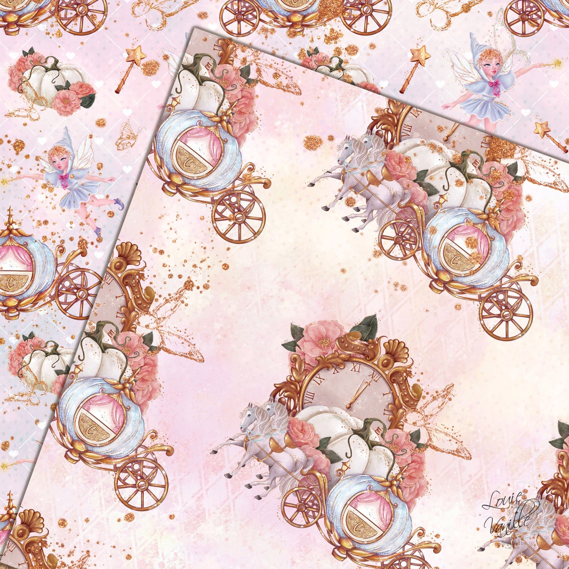 Cinderella Digital Paper Pack Princess Paper Pack Fairy Tale - Etsy