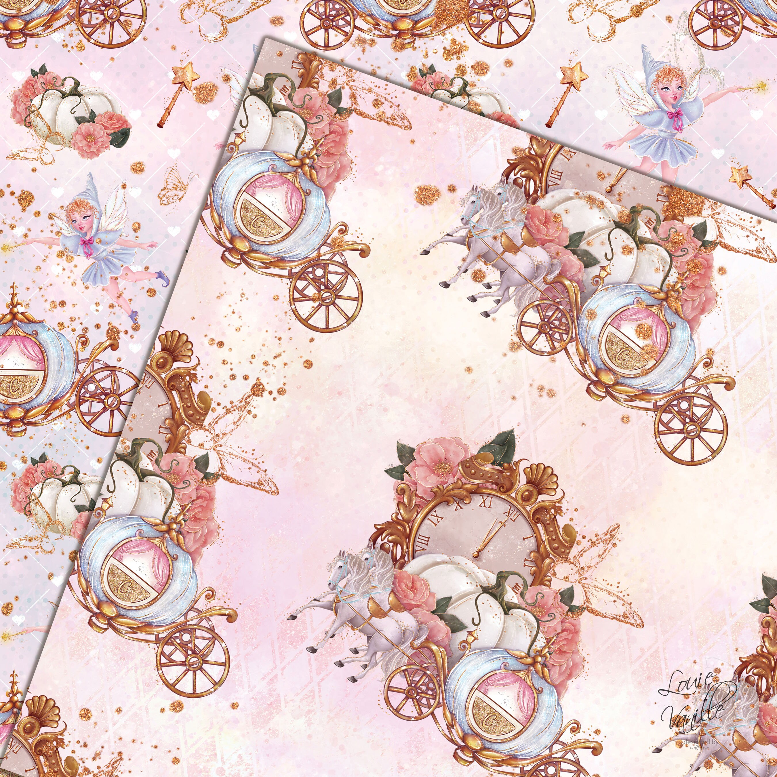 Cinderella Digital Paper Pack Princess Paper Pack Fairy Tale - Etsy