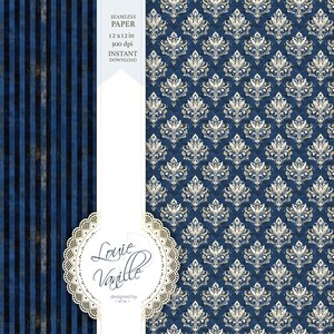 Dark Blue Texture Digital Paper Pack: Seamless Antique Designs (digital ...