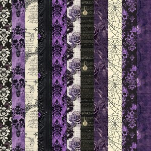 Gothic Halloween Digital Paper Pack, Black and Purple Seamless Gothic ...