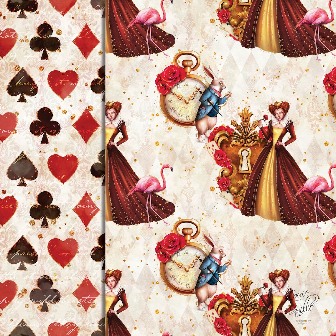 Alice in Wonderland Seamless Digital Paper Fantasy Paper Kit - Etsy