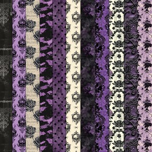 Gothic Halloween Digital Paper Pack, Black and Purple Seamless Gothic ...