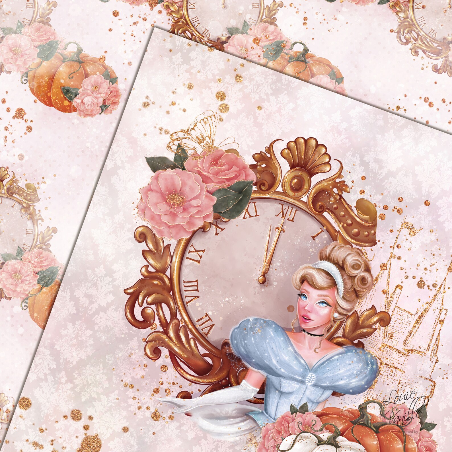 Cinderella Digital Paper Pack Princess Paper Pack Fairy Tale - Etsy