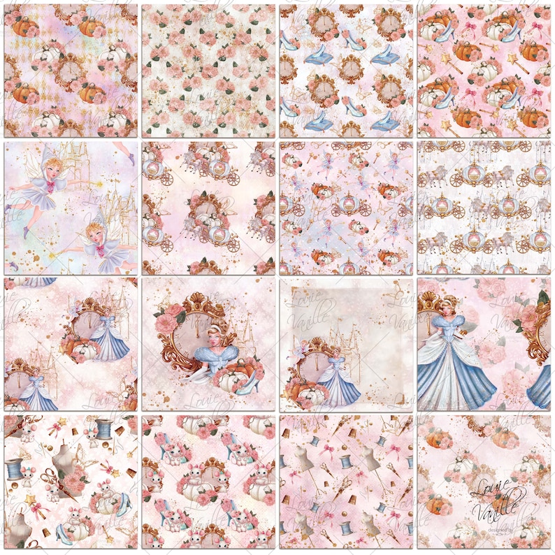 Cinderella Digital Paper Pack Princess Paper Pack Fairy Tale - Etsy