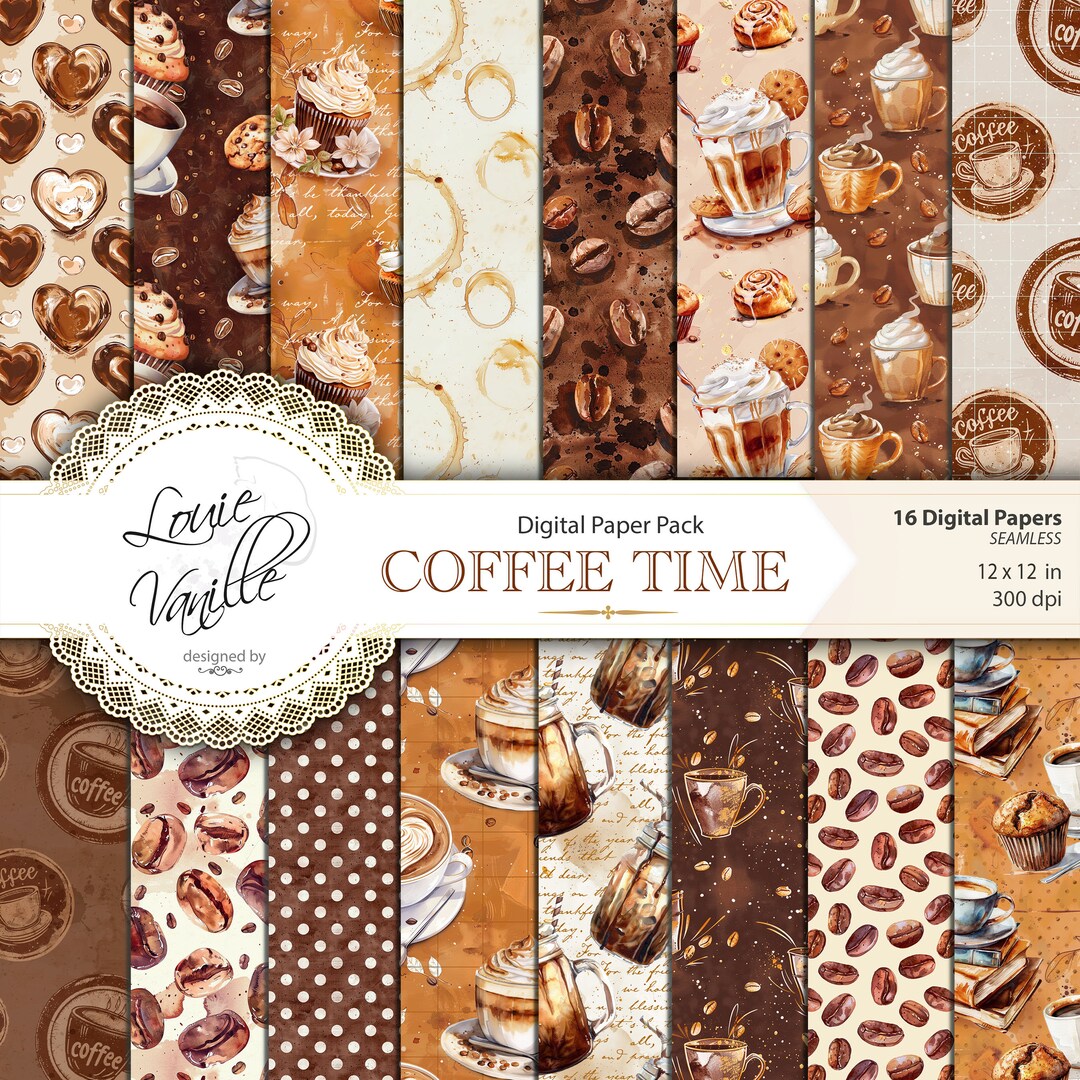 Coffee Digital Paper Pack: Seamless Scrapbook Printables (12x12 In) - Etsy