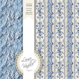Antique Blue Digital Paper: Seamless Distressed Patterns (digital ...