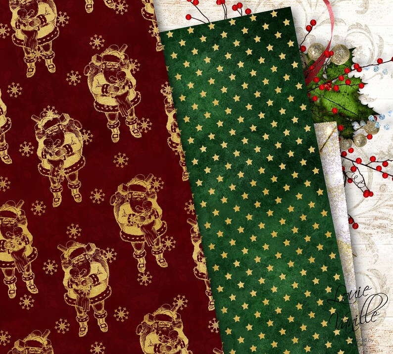 Golden Christmas Digital Paper, Christmas Digital Paper, Christmas ...