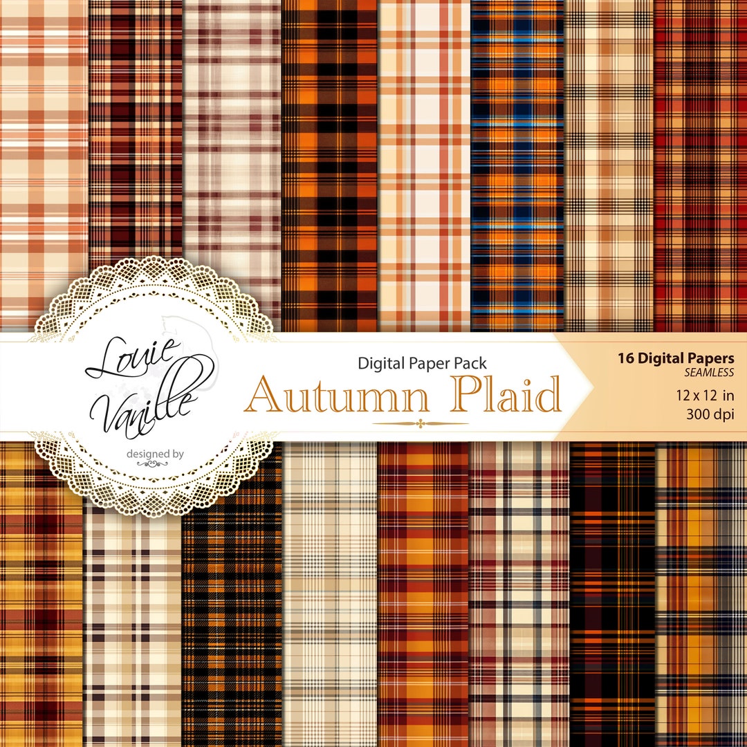 Plaid Digital Paper SEAMLESS Autumn Pattern, Scrapbooking, Autumn ...