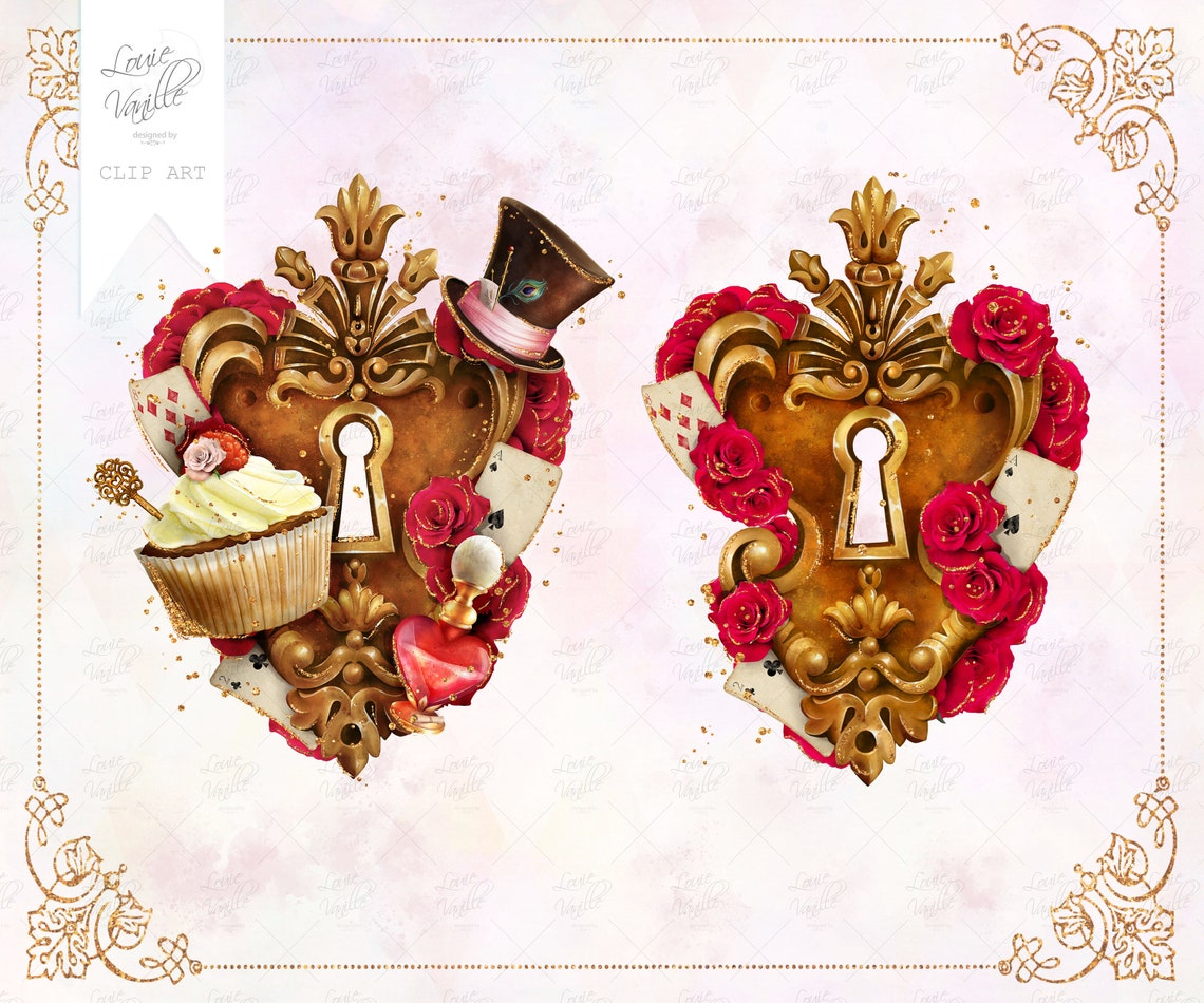 Alice in Wonderland Clip Art Alice Graphics Queen of Hearts - Etsy