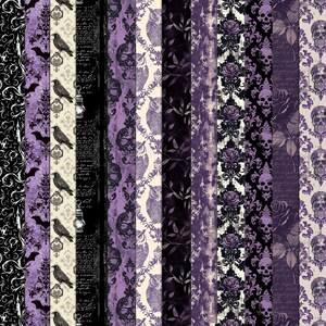 Gothic Halloween Digital Paper Pack, Black and Purple Seamless Gothic ...