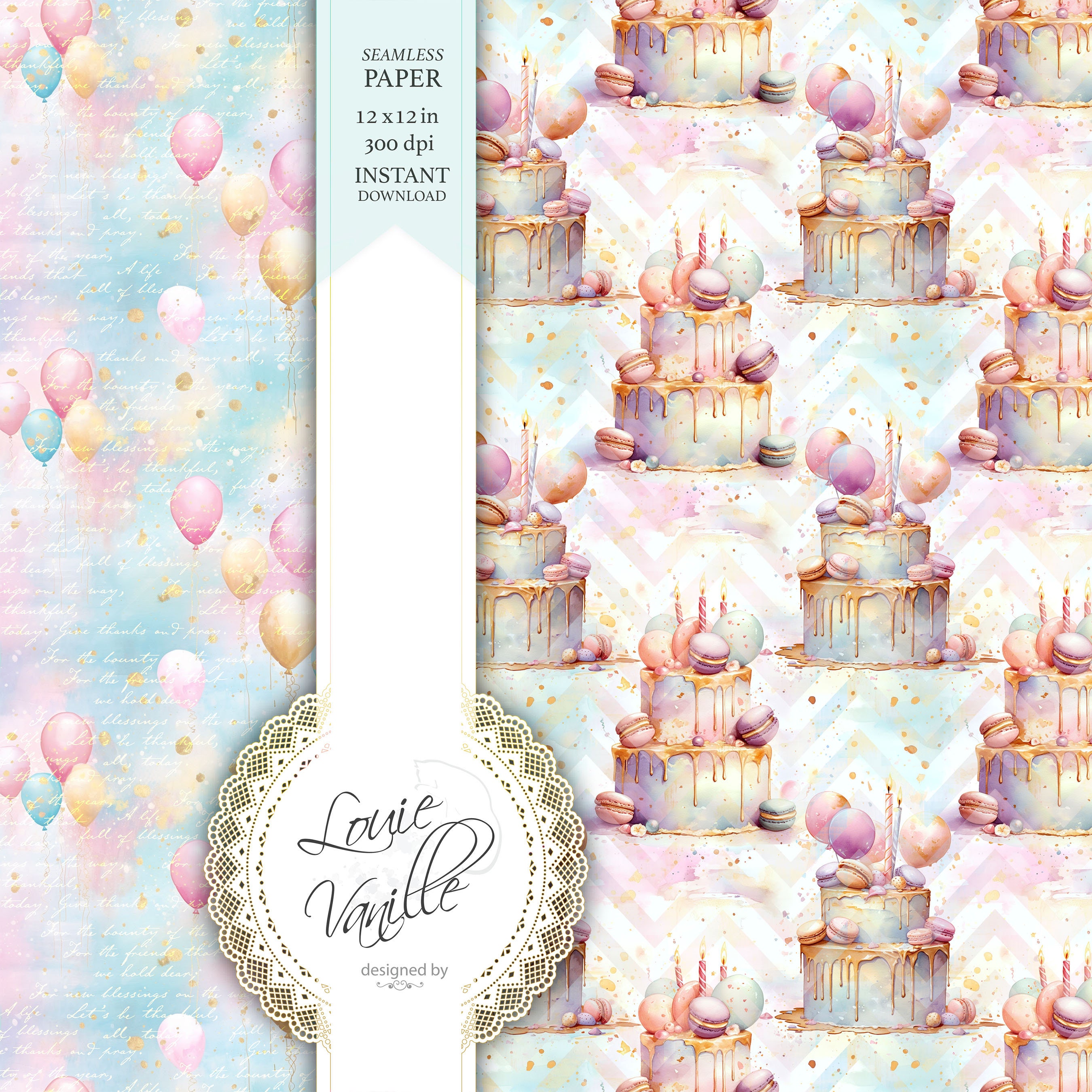 Happy Birthday Party Digital Paper, Colorful Birthday Pattern, Kid's ...