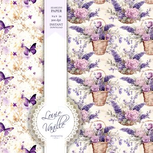 Lavender Digital Paper Pack, SEAMLESS Background Paper Set ...