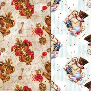 Alice in Wonderland Seamless Digital Paper, Fantasy Paper Kit ...