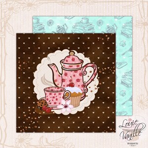 Tea Party Digital Paper Pack, Cupcake Digital Paper, Tea Party ...