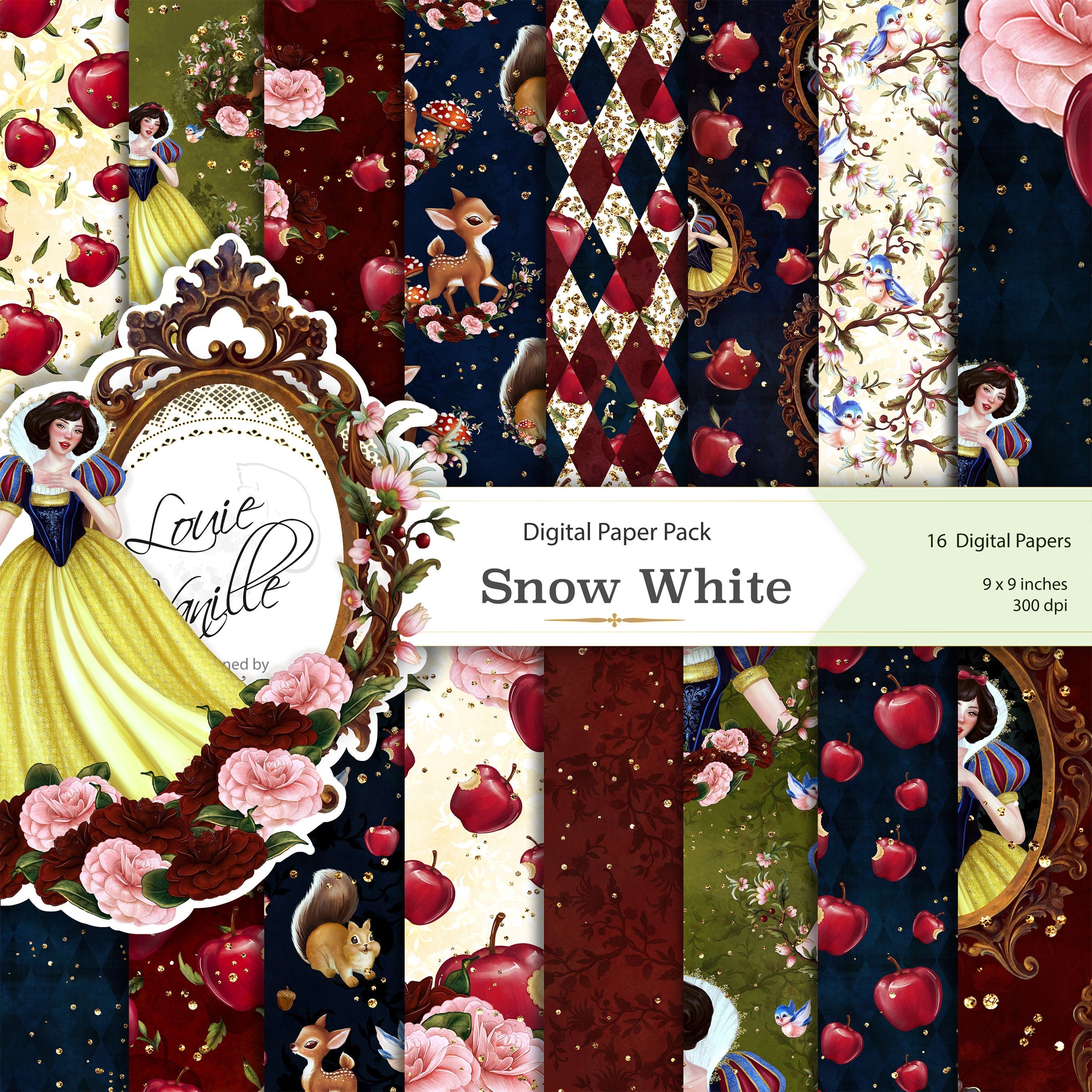 Snow White Digital Paper Pack Princess Paper Pack Fairy Tale | Etsy