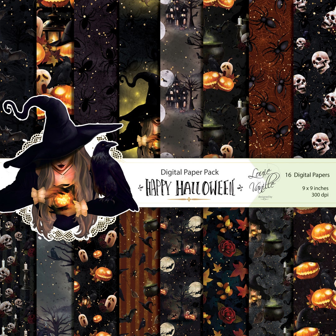 Halloween Digital Paper, Seamless Halloween Digital Paper, Halloween ...