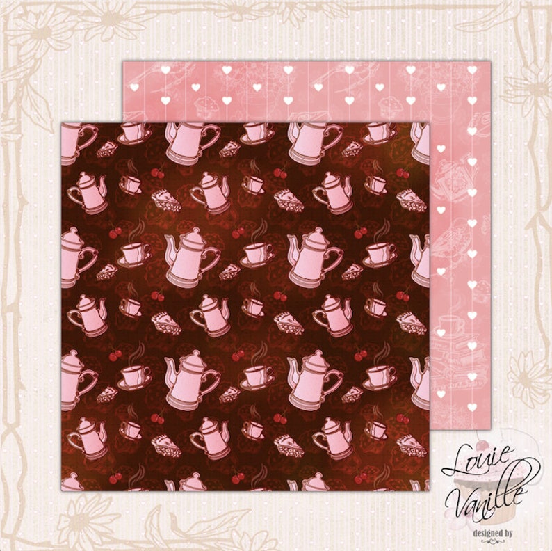 Tea Party Digital Paper Pack, Cupcake Digital Paper, Tea Party ...