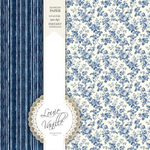 Antique Blue Digital Paper: Seamless Distressed Patterns (digital ...