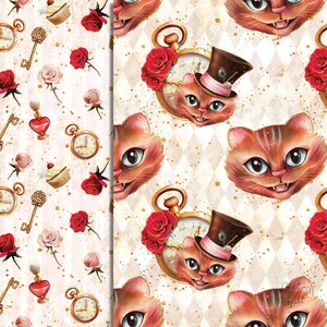 Alice in Wonderland Seamless Digital Paper, Fantasy Paper Kit ...