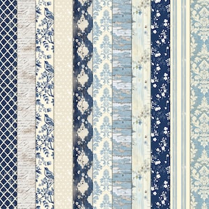 Vintage Blue Digital Papers, 100 Seamless Blue Background Papers, Blue ...