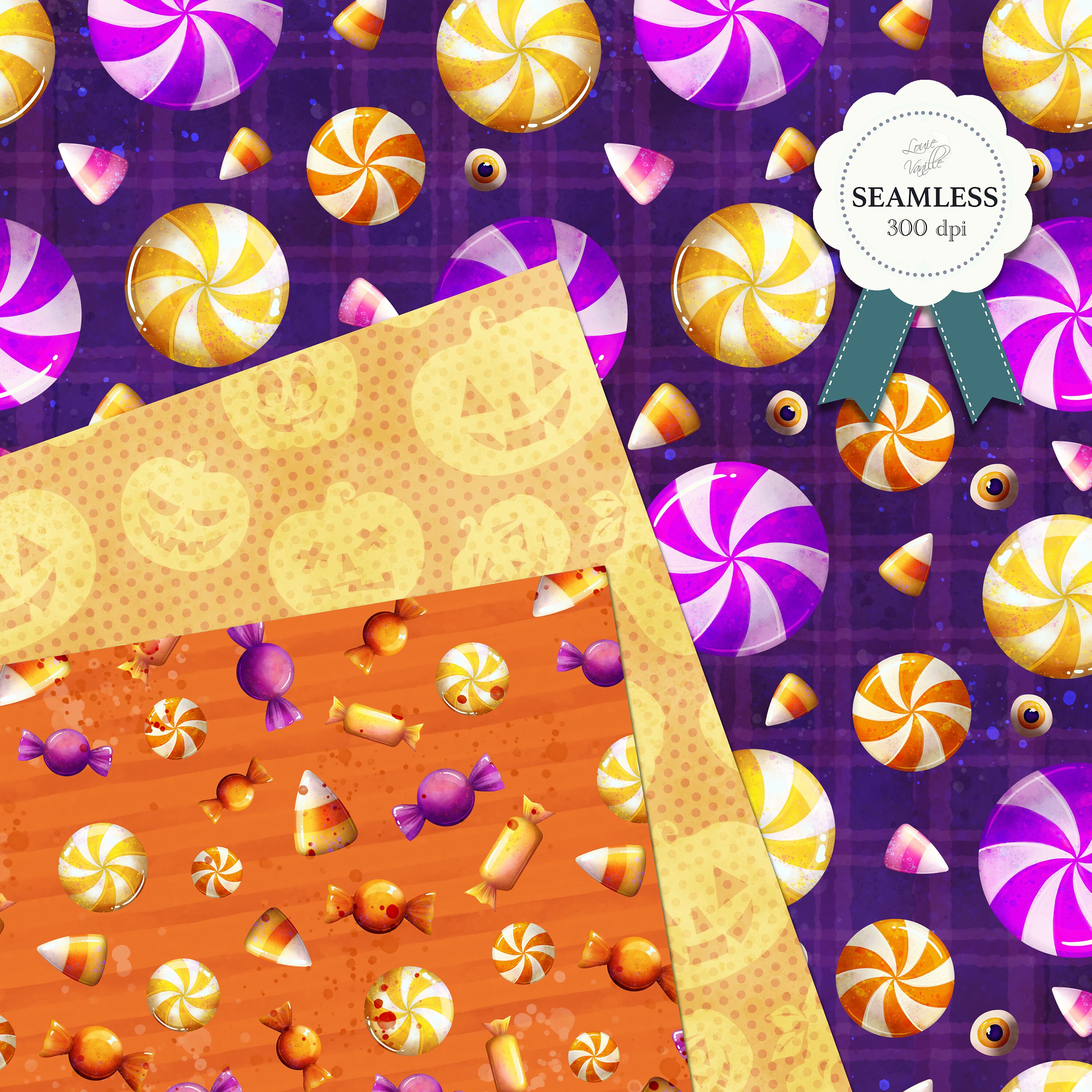 Halloween Trick or Treat SEAMLESS Digital Paper, Halloween Candy ...