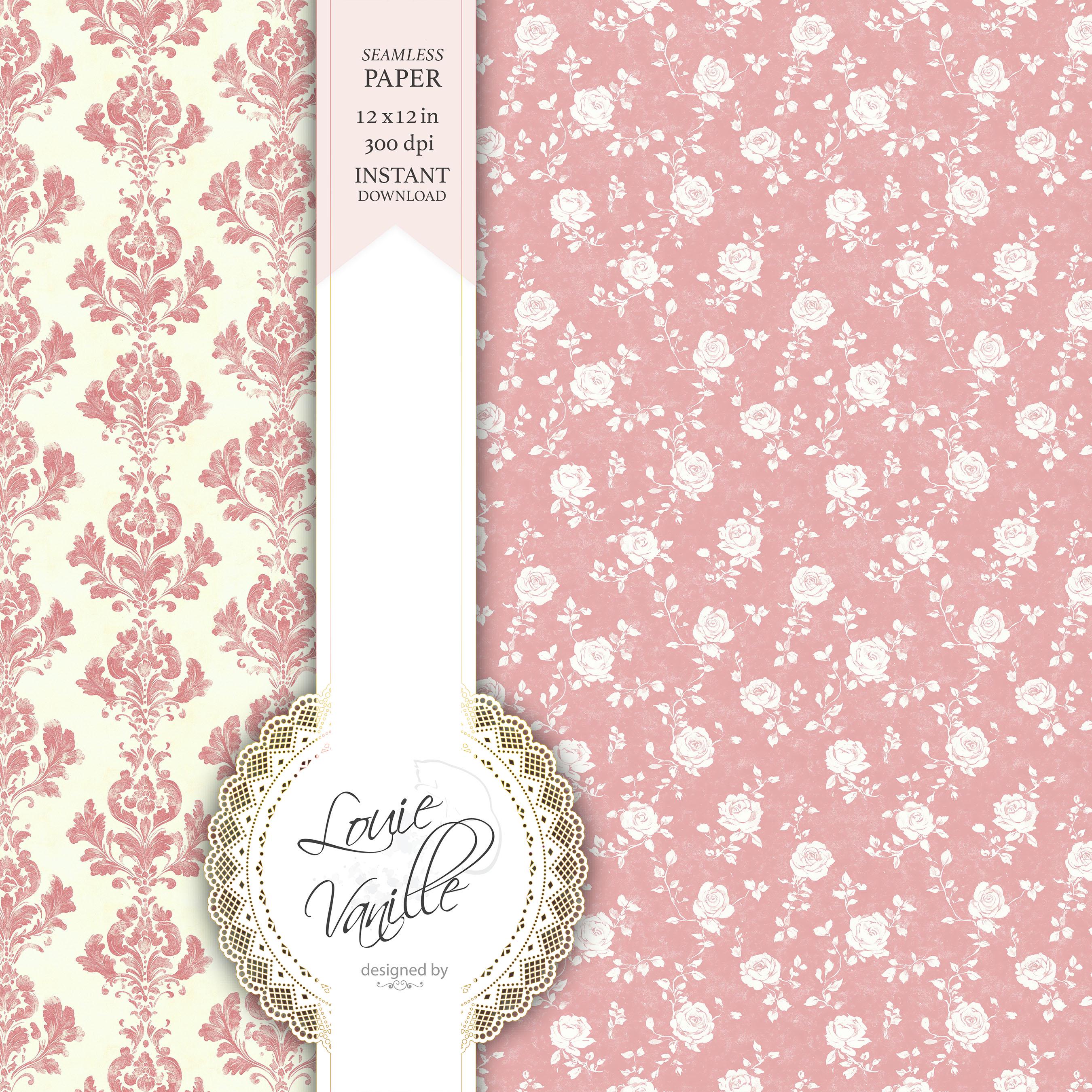 Pink Vintage Romance Digital Paper Pack: Seamless Shabby Textures ...
