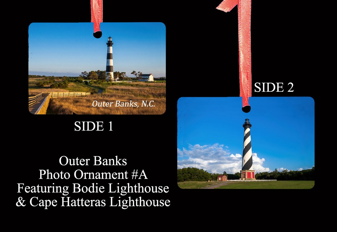 Outer Banks - Christmas Ornament - 2 Sided - Lighthouses - Bodie - Cape ...