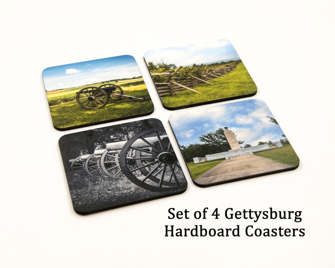 Set of 4 Gettysburg Hardboard Coasters, Civil War, Pennsylvania - Etsy