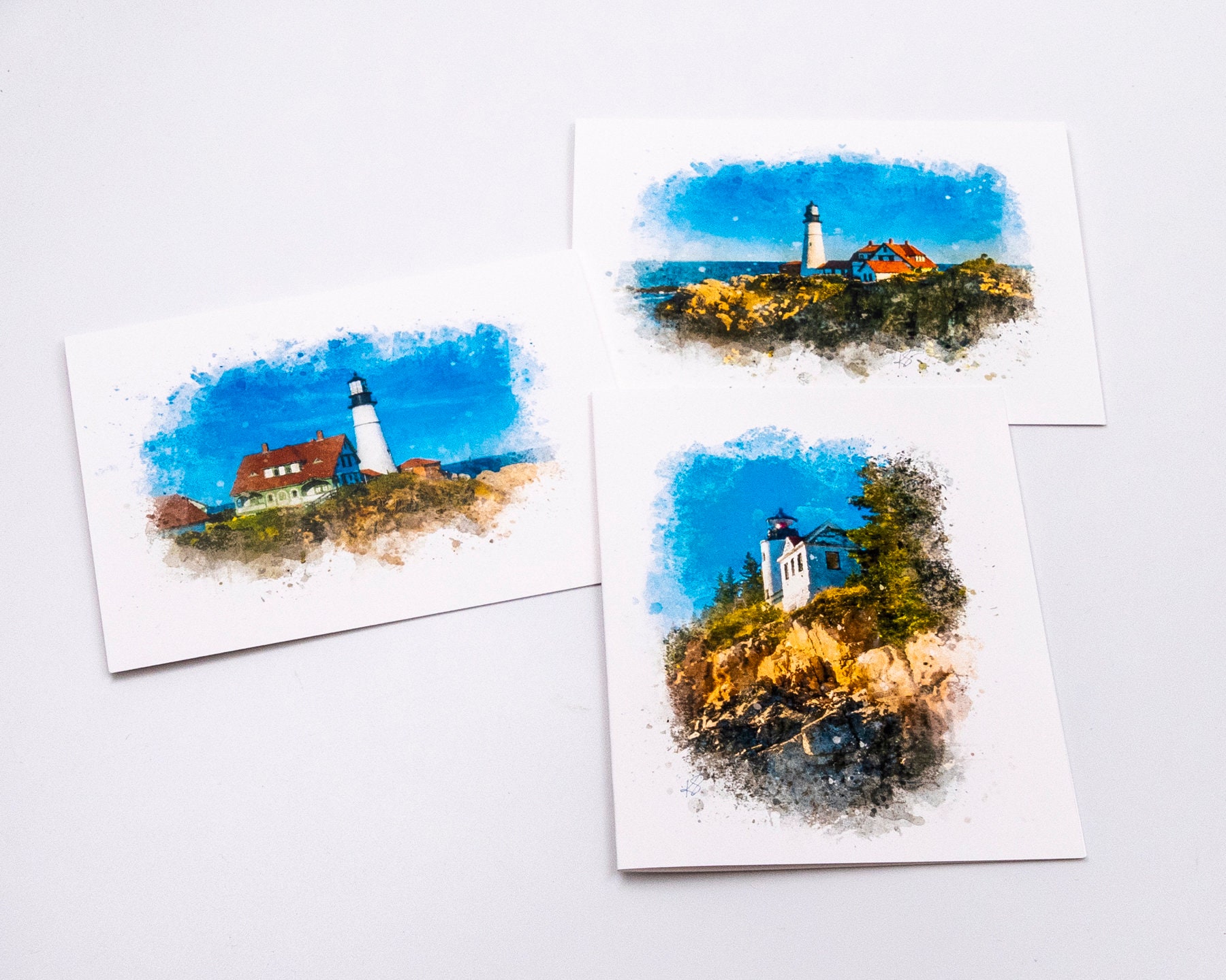 Set of 5 Lighthouse Note Cards | Etsy