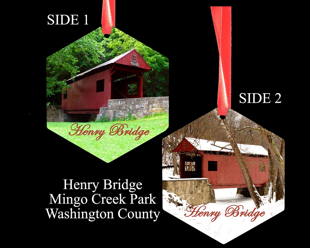 Henry Covered Bridge - Mingo Creek Park - PA - Christmas Ornament - 2 Sided - Etsy