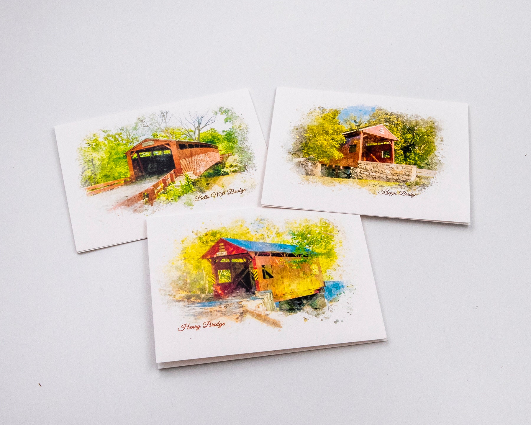 Set of 5 Covered Bridges Note Cards - Etsy