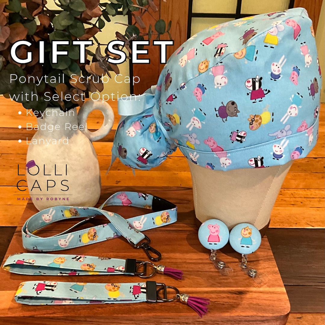 Lollicaps Ponytail Scrub Cap * Peppa Pig & Friends Scrub Cap Gift Set ...