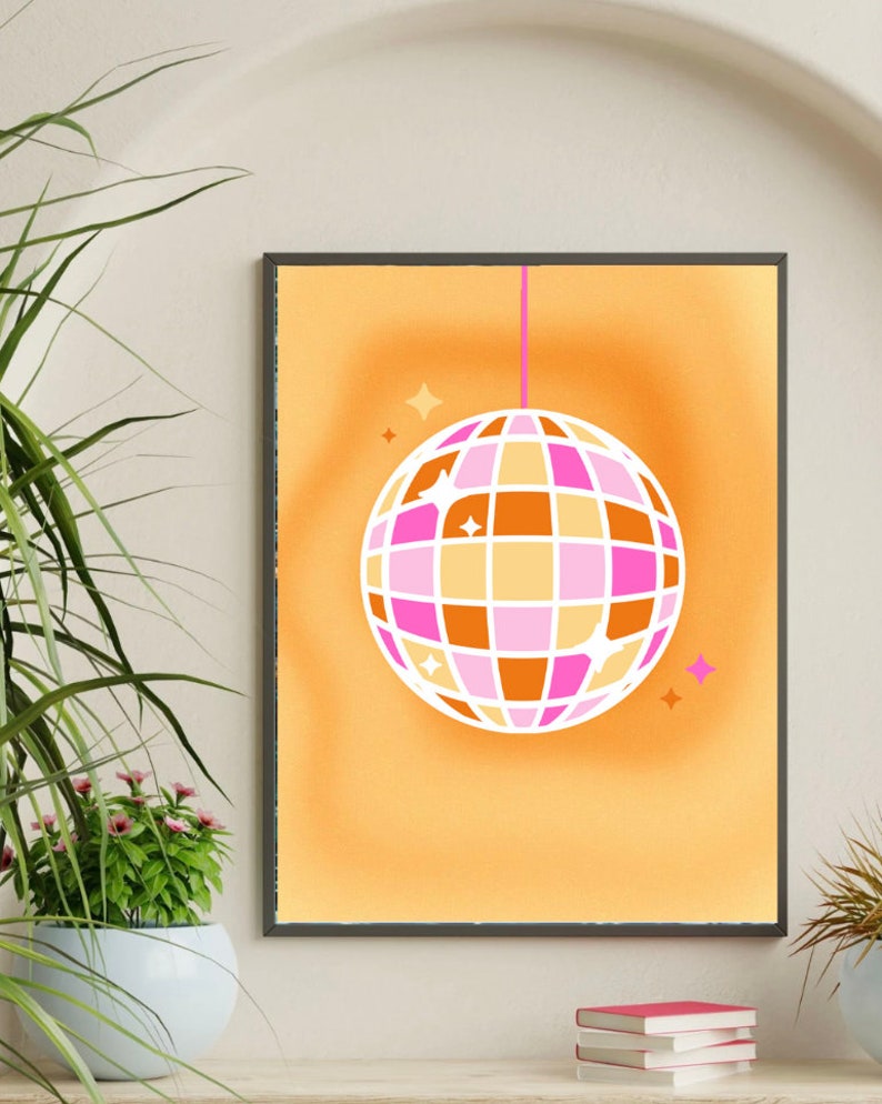 Sunset Sparkle Disco Ball Digital Print - Etsy