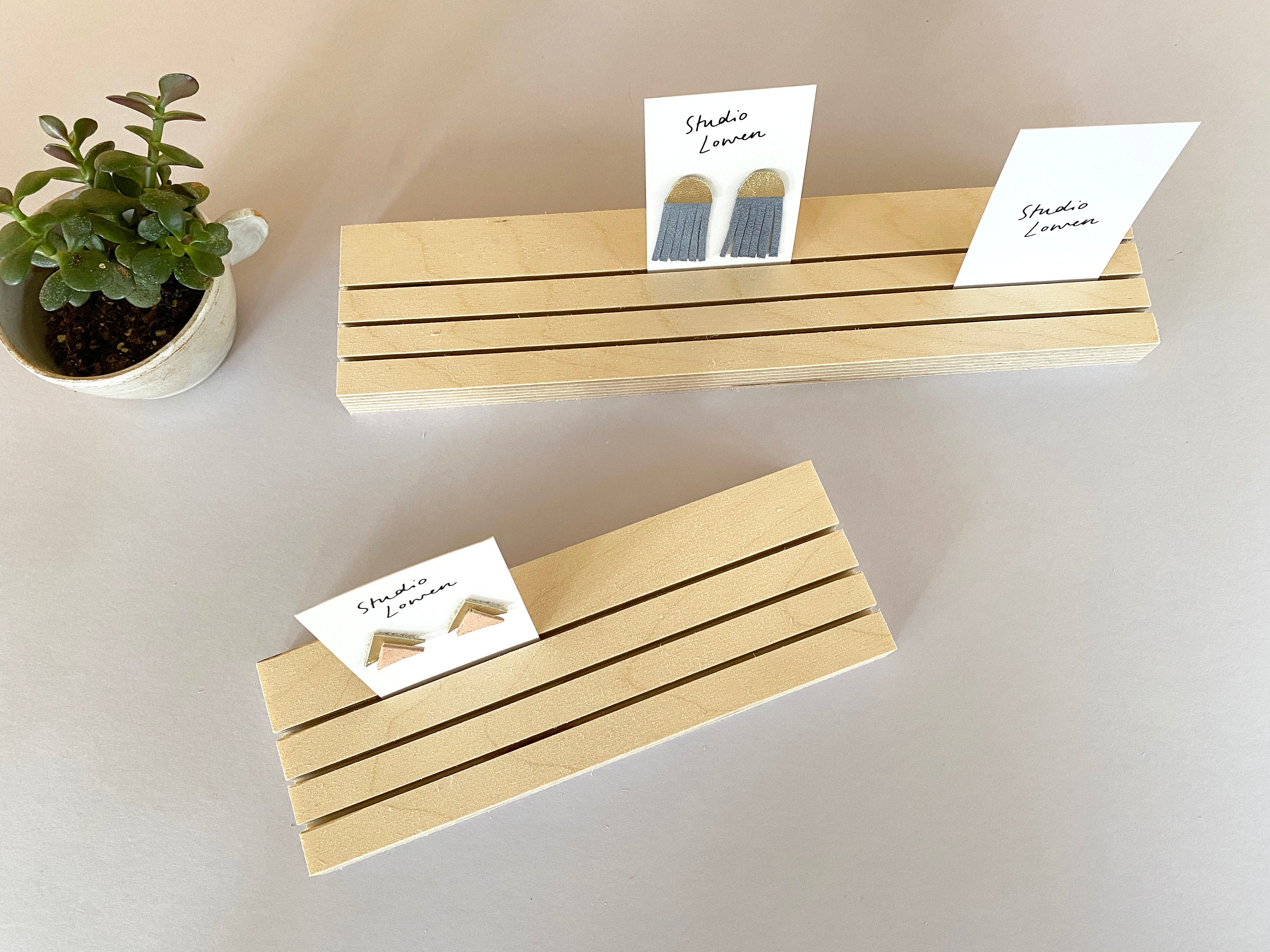3 Rows Ply Wood Card Display Stand for Earrings Greeting | Etsy