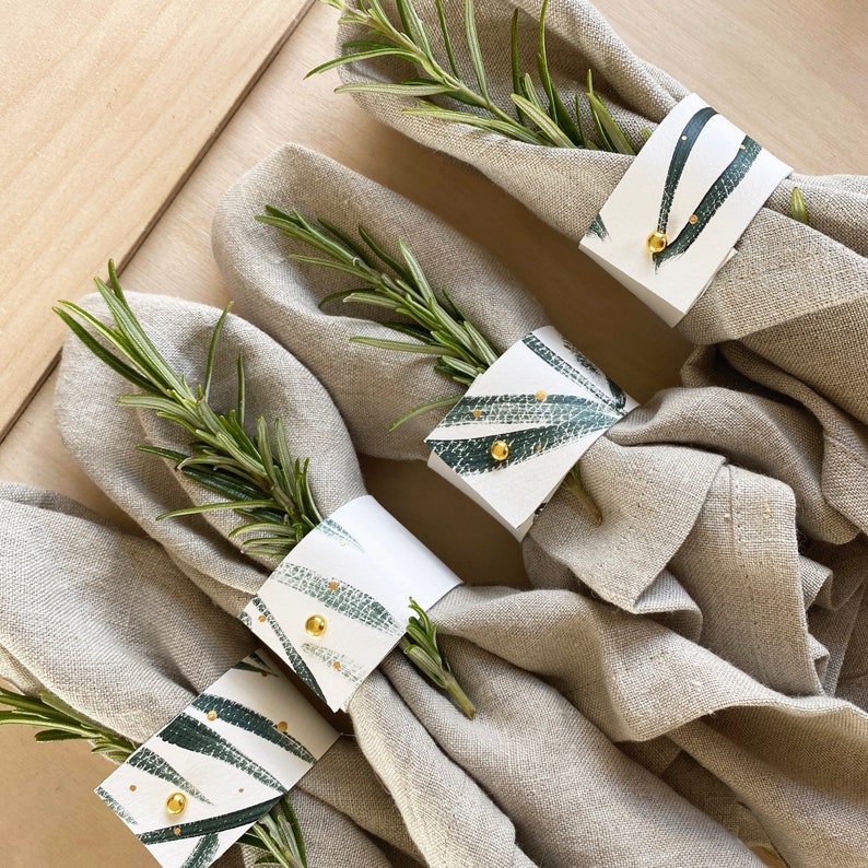 Green Botanical Napkin Ring Made From Recycled Leather - Etsy UK