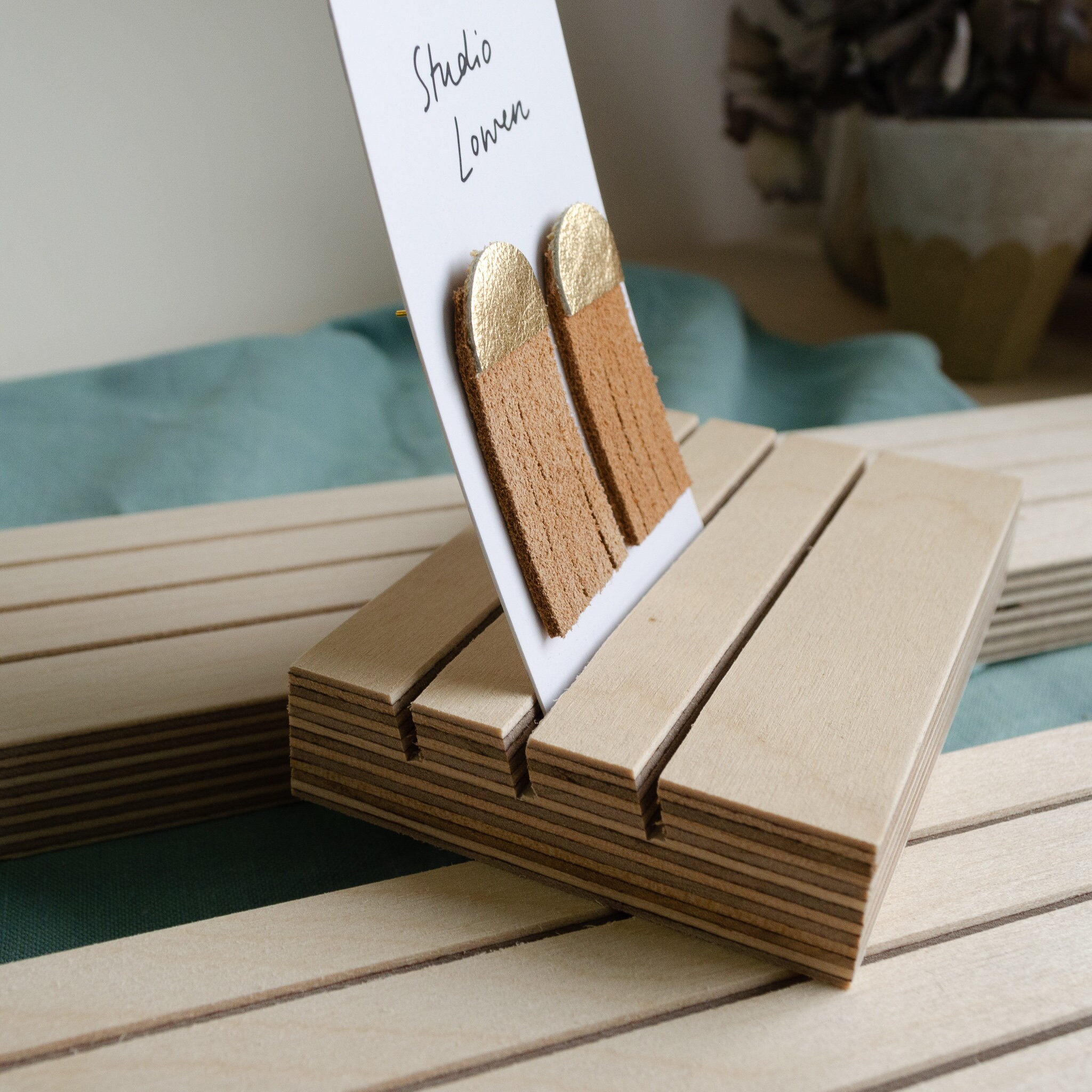 3 Rows Ply Wood Card Display Stand for Earrings Greeting - Etsy UK
