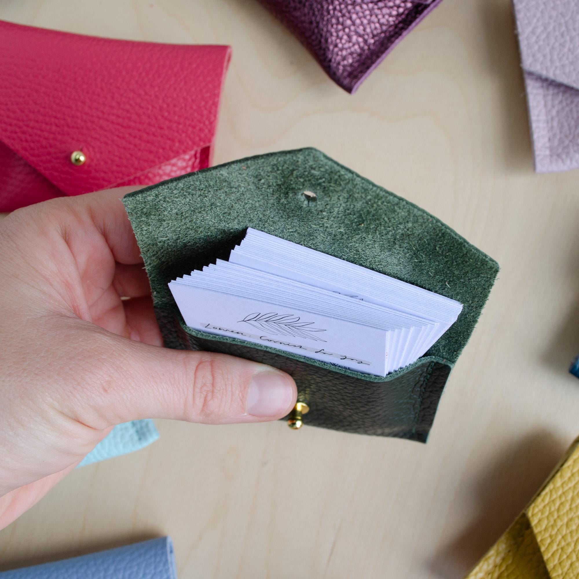 Personalized Leather Square Business Card Holder: New Job Gift - Etsy