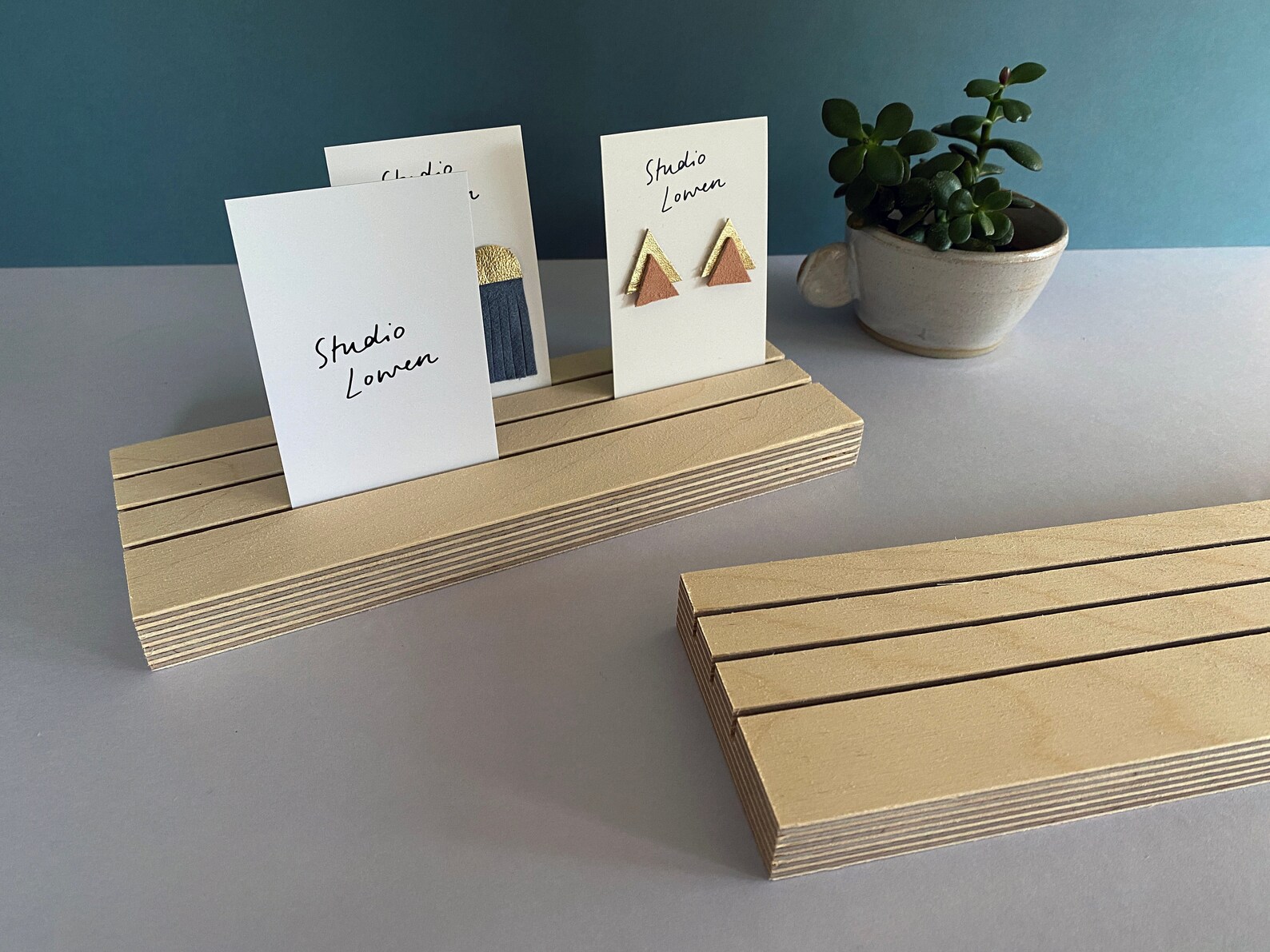 3 Rows Ply Wood Card Display Stand for Earrings Greeting | Etsy