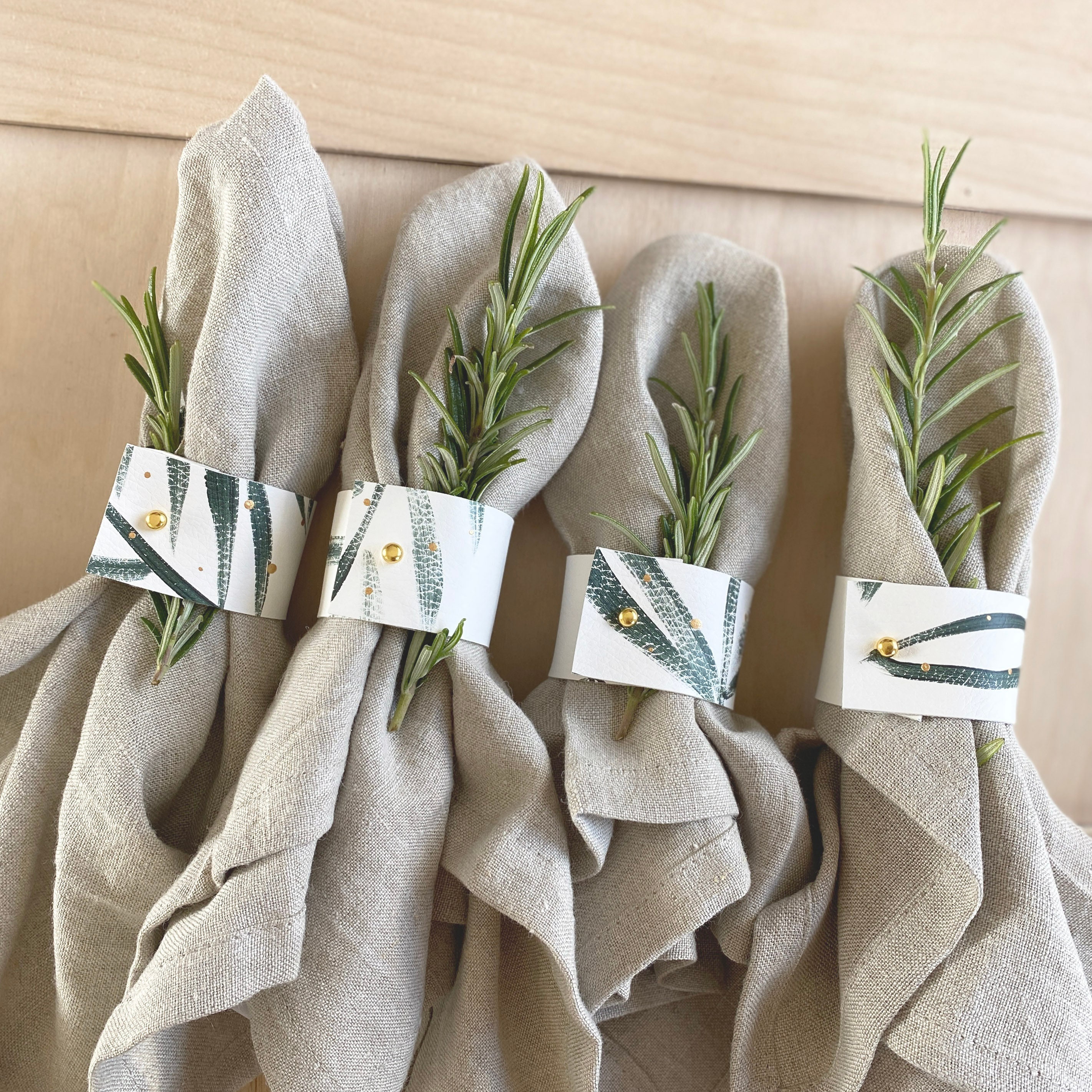 Green Botanical Napkin Ring Made From Recycled Leather - Etsy UK