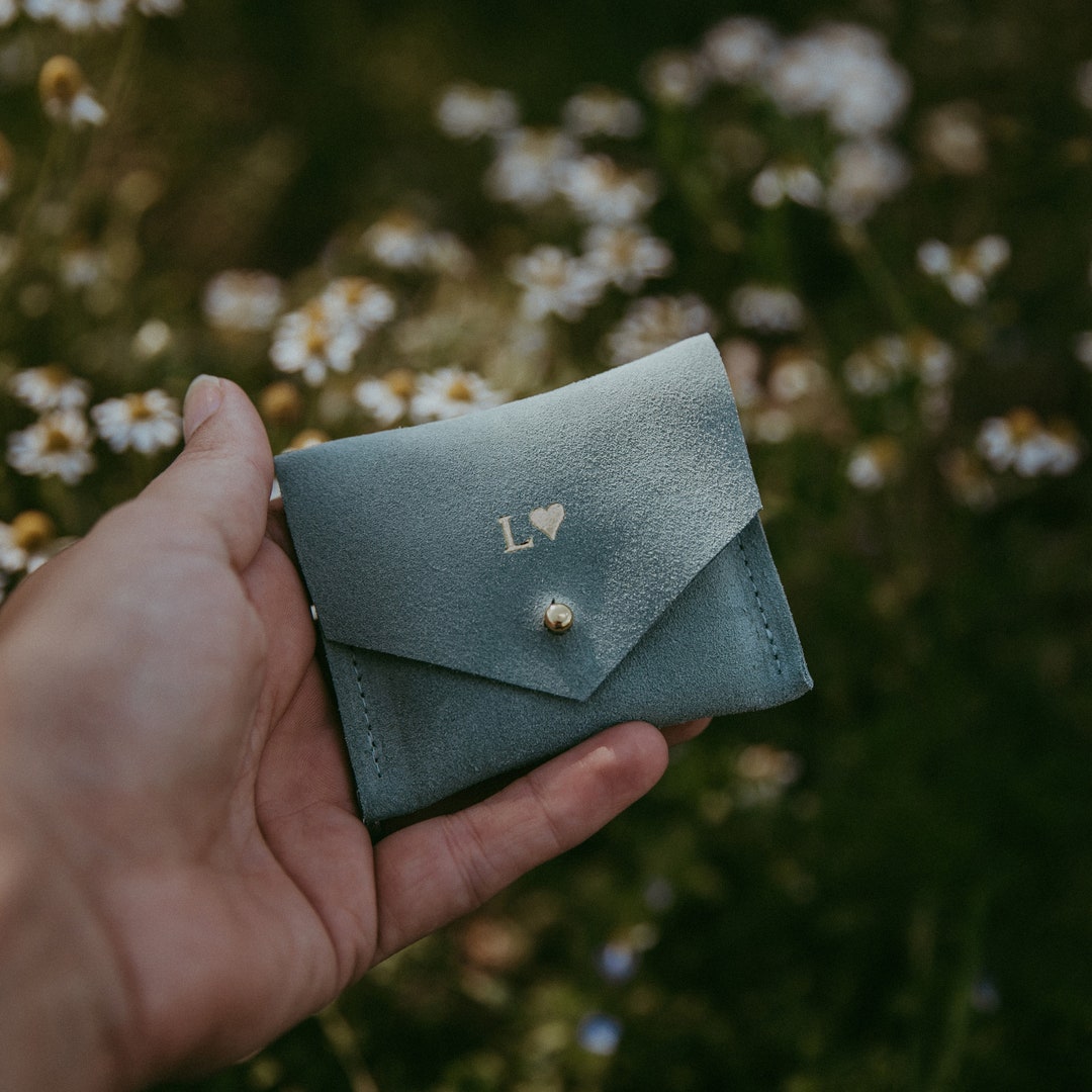 Personalised Suede Square Business Card Holder or Monogram Suede ...