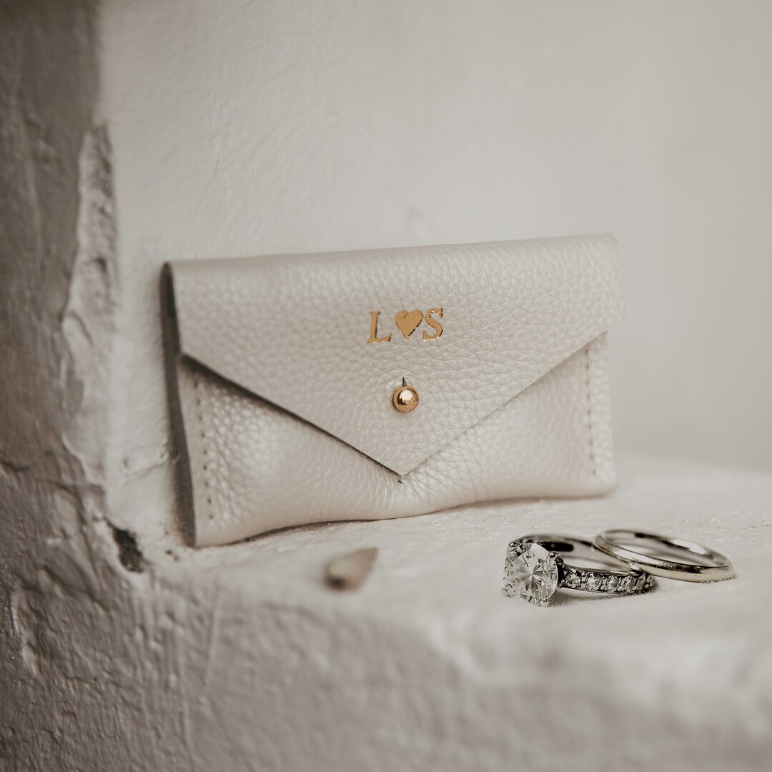 Personalized Leather Wedding Ring Pouch: His & Hers Ring Bearer Case - Etsy