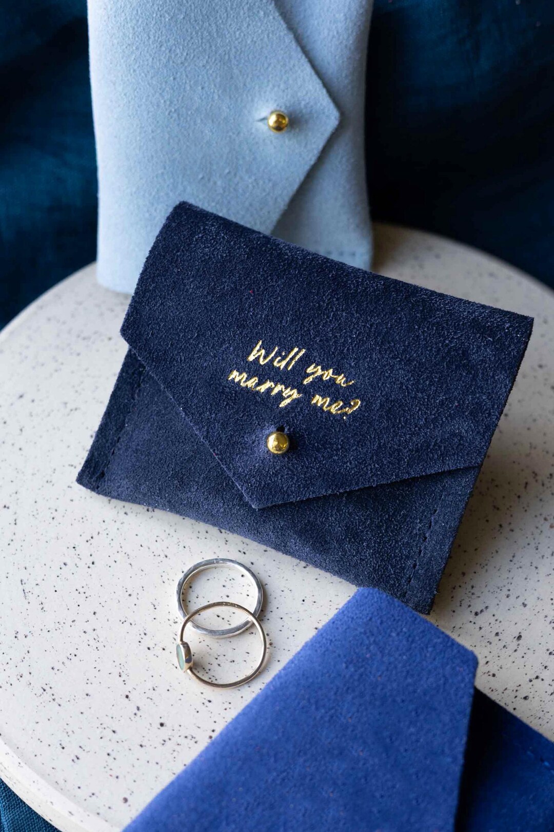 Proposal Engagement Ring Case. Will You Marry Me Suede Jewellery Pouch ...