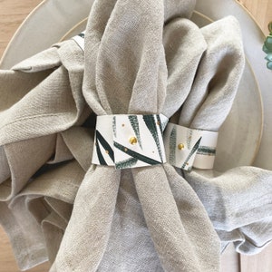 Green Botanical Napkin Ring Made From Recycled Leather - Etsy UK