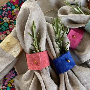 Green Botanical Napkin Ring Made From Recycled Leather - Etsy UK