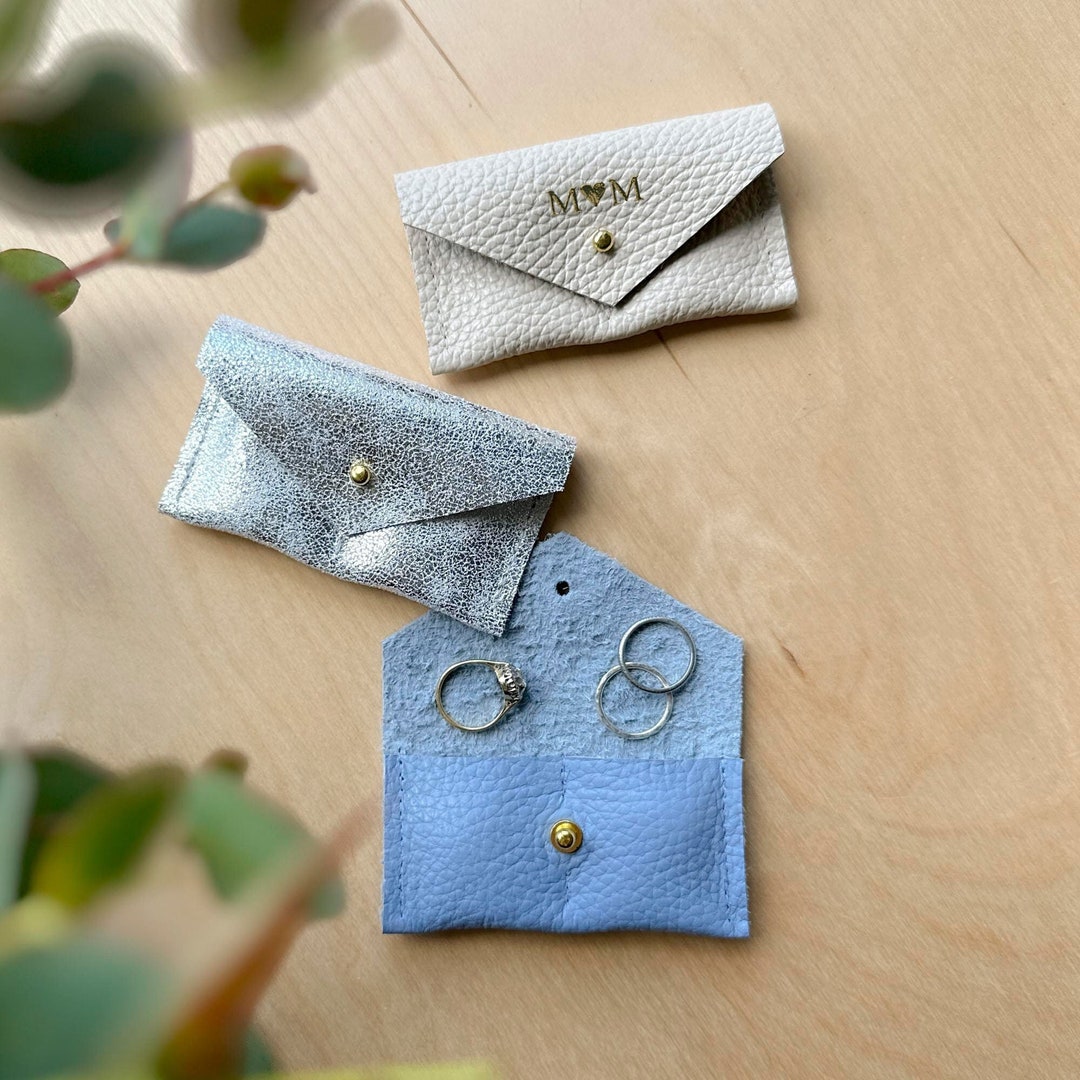 Couples Leather Wedding Ring Pouch, Leather Pouch for Wedding Rings ...