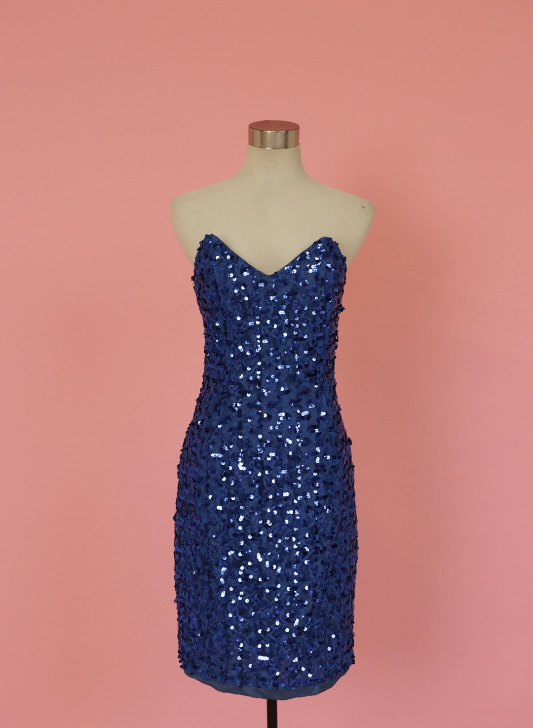 Vintage Royal Blue Sequin Mini Dress – Corset Bust – AU6–8 – Extrovert ...
