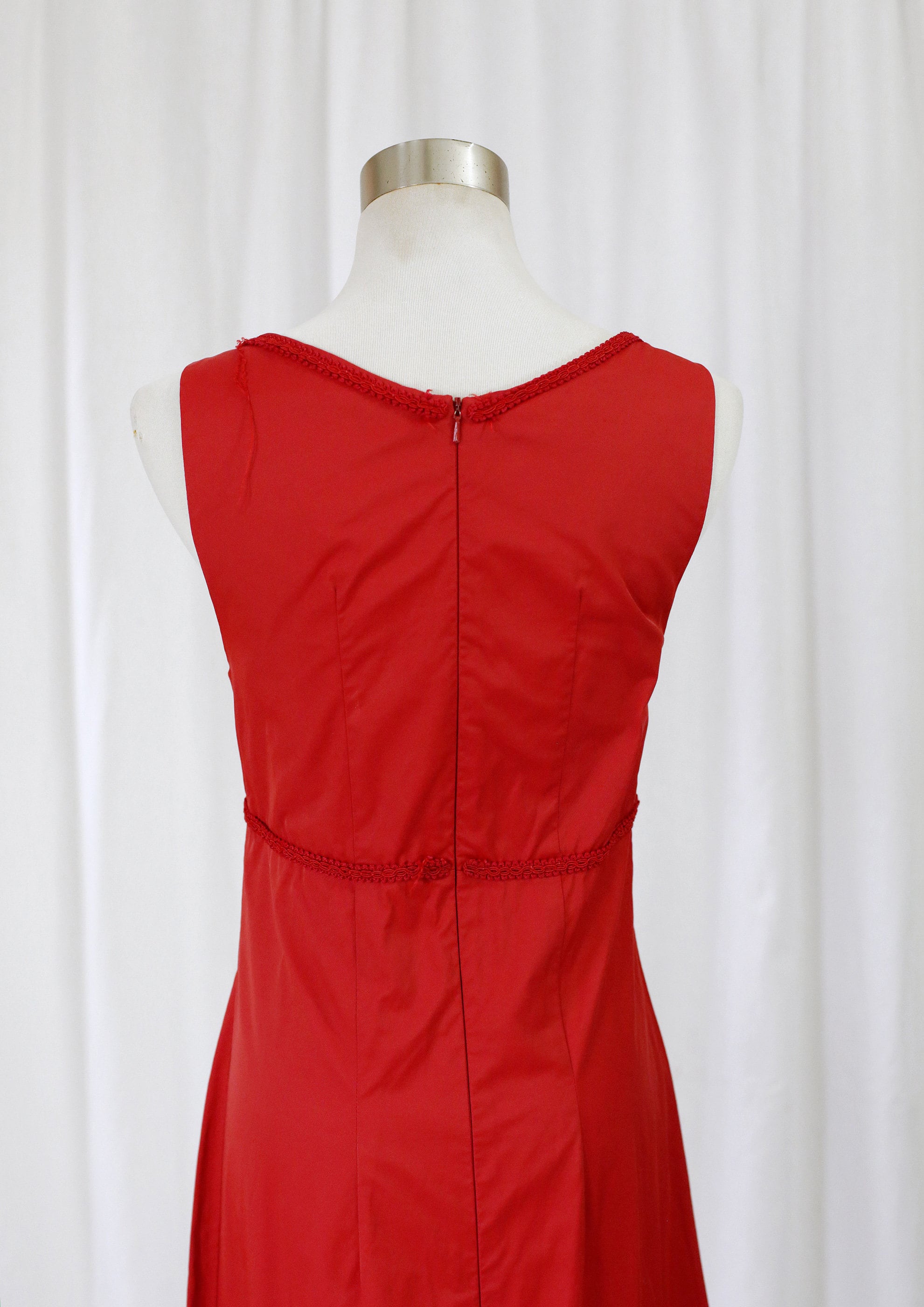 70s Red Maxi Dress With Cute Rose Detail - Etsy Australia