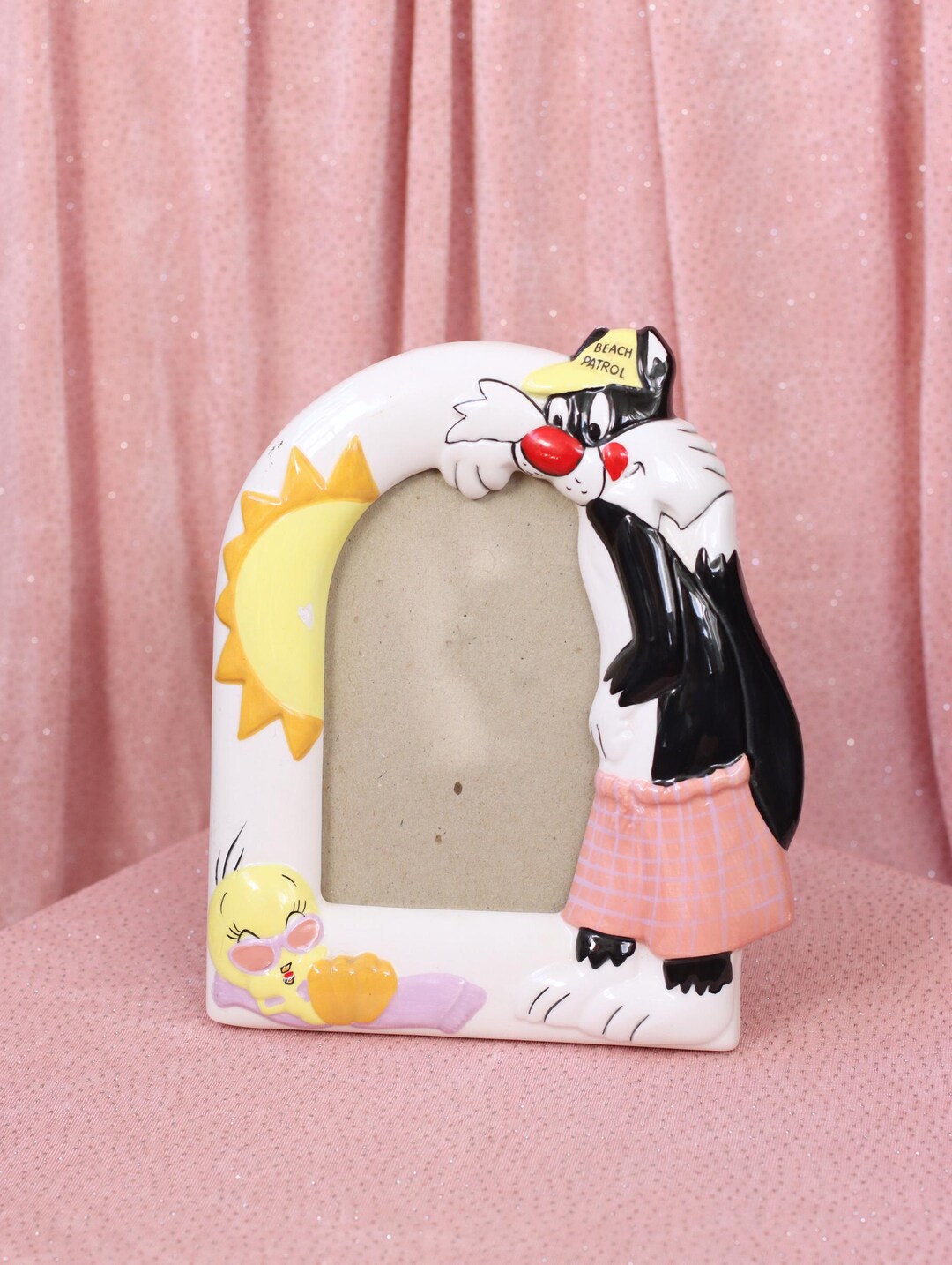 Vintage Looney Tunes Ceramic Frame: Sylvester and Tweety Beach Patrol ...